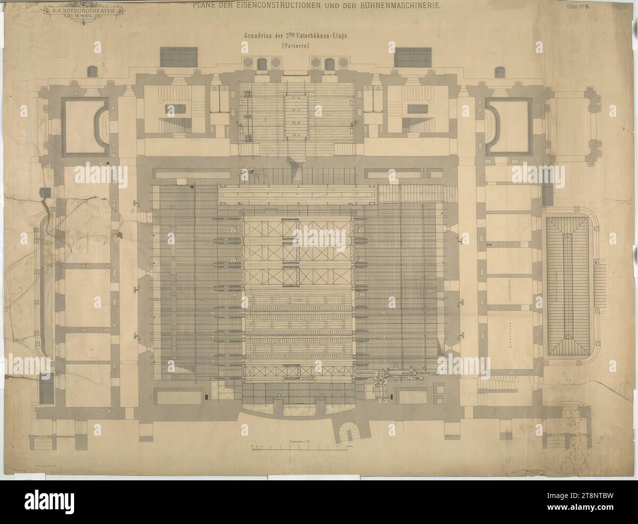 Vienna I, Burgtheater, stage building, 2nd lower stage, floor plan ...