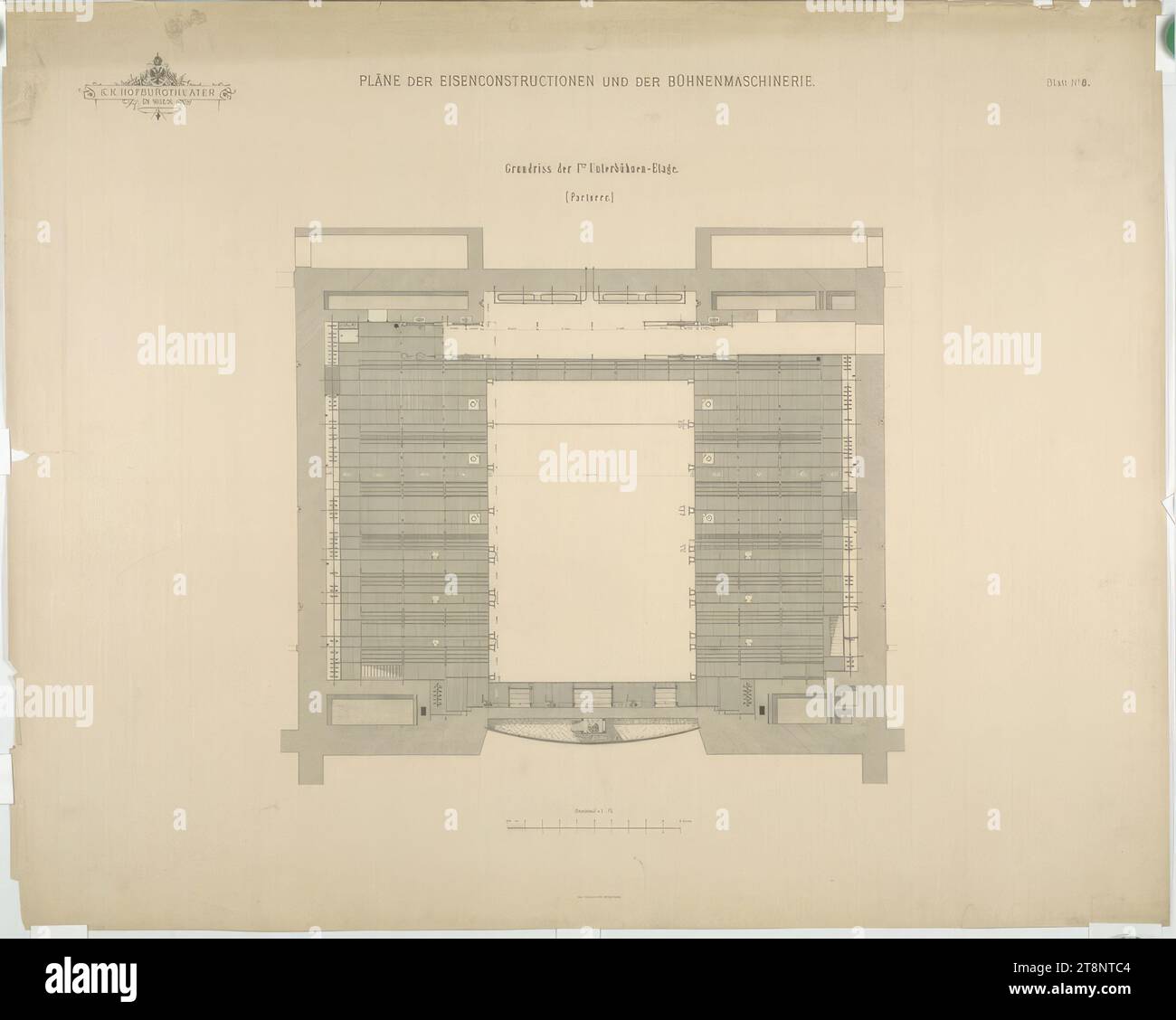Vienna I, Burgtheater, stage building, 1st lower stage, floor plan ...