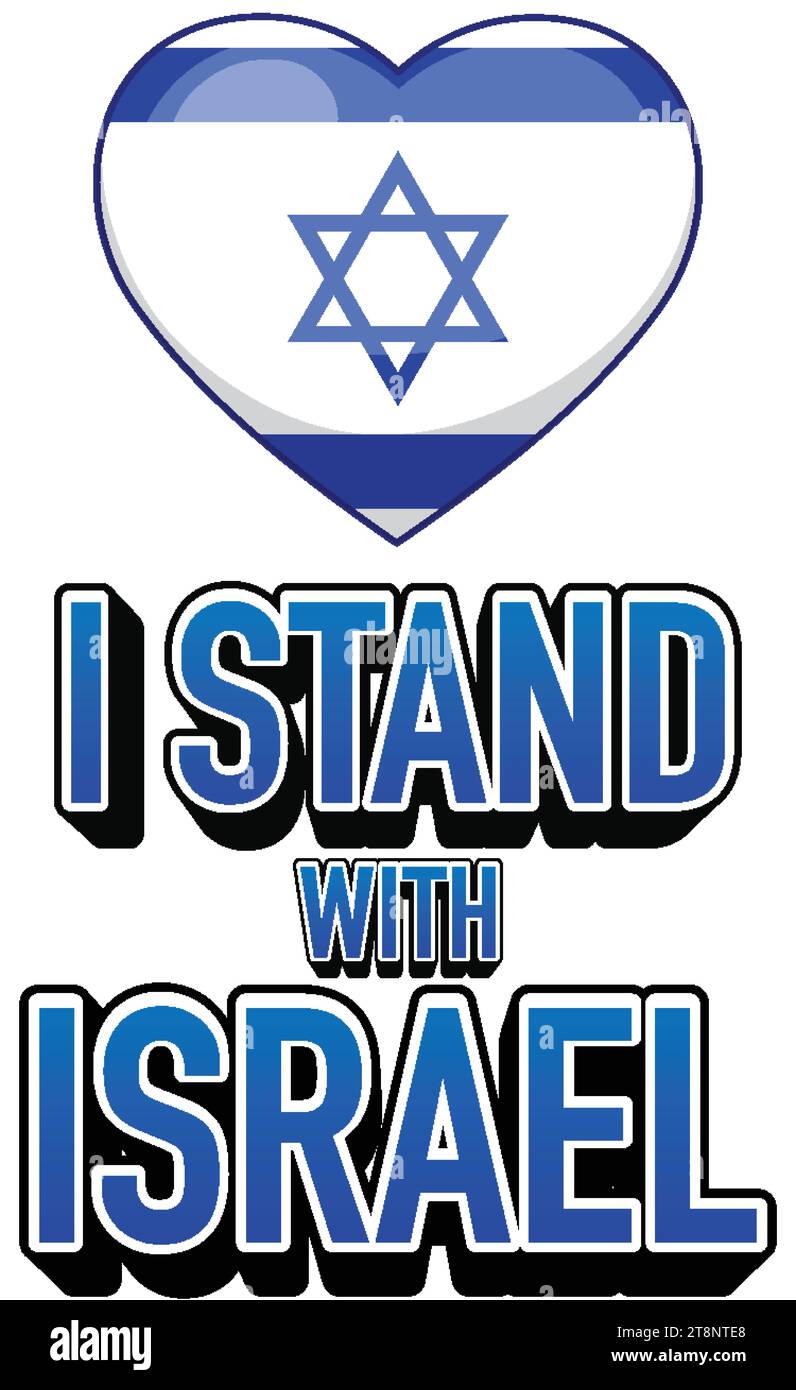 Illustrated cartoon-style image showing support for Israel with text ...