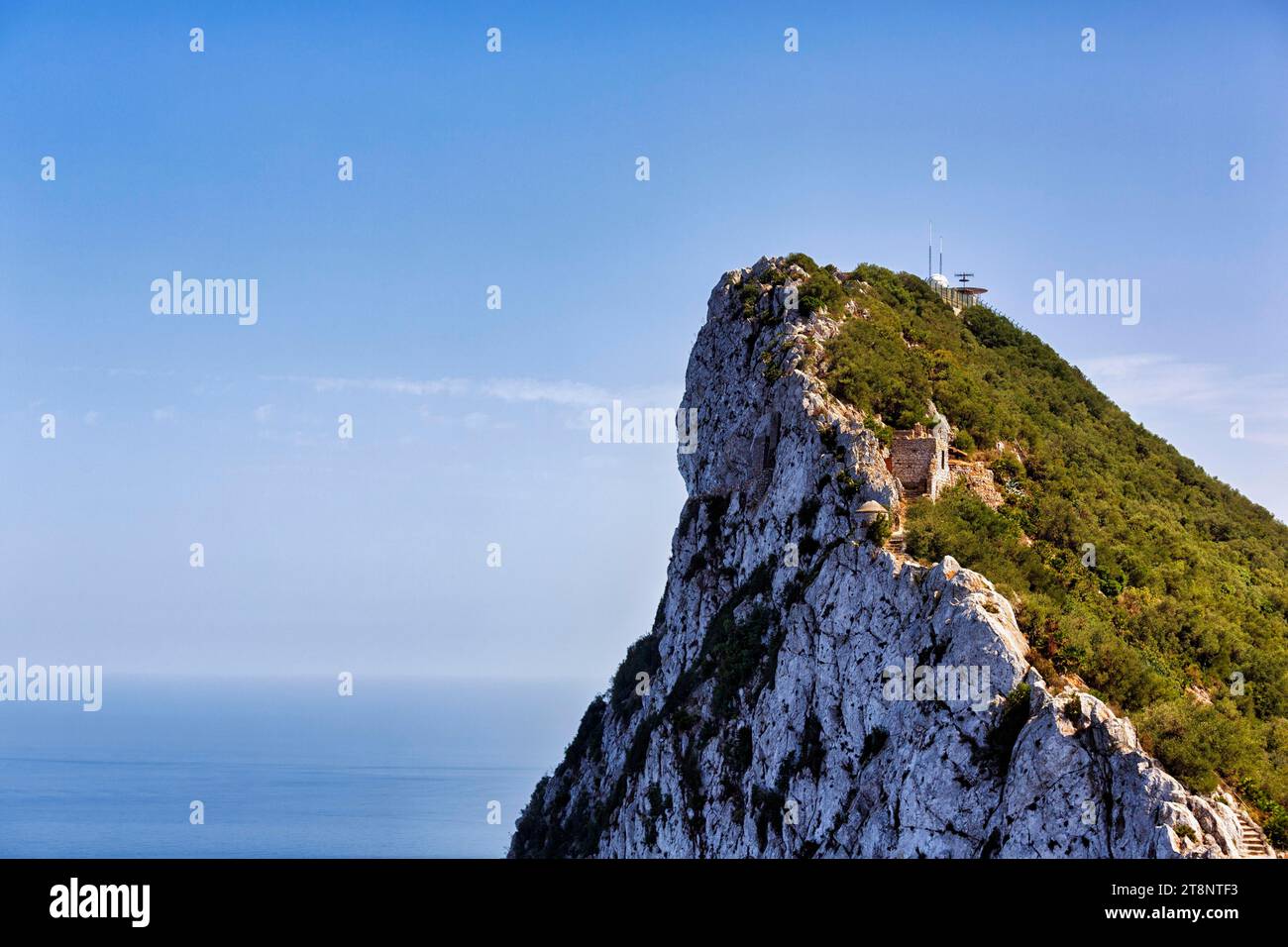 View of the Rock of Gibraltar, Mediterranean Sea, Text free space ...