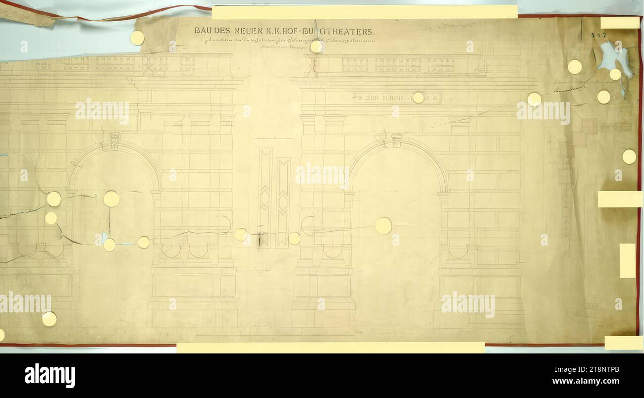 Vienna I, Burgtheater, actor's underpass, ground plan and elevations ...