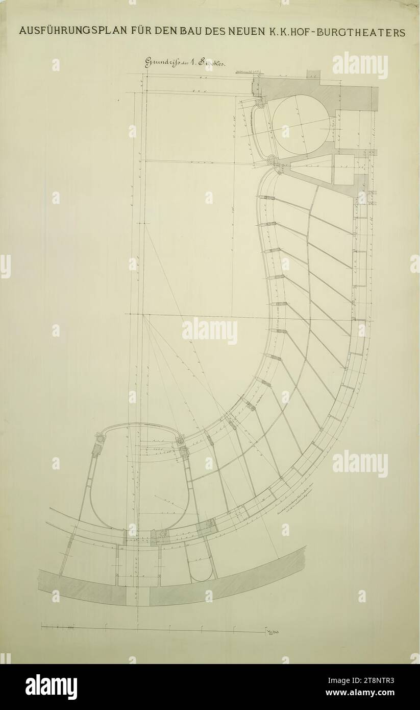 Vienna I, Burgtheater, auditorium, 1st floor, floor plan, Carl von ...
