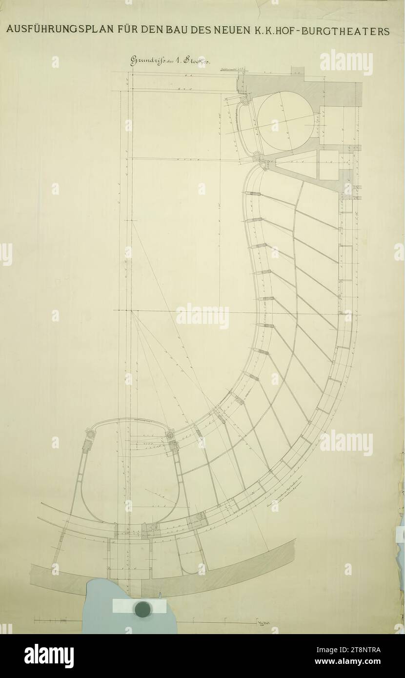 Vienna I, Burgtheater, auditorium, 1st floor, floor plan, Carl von ...