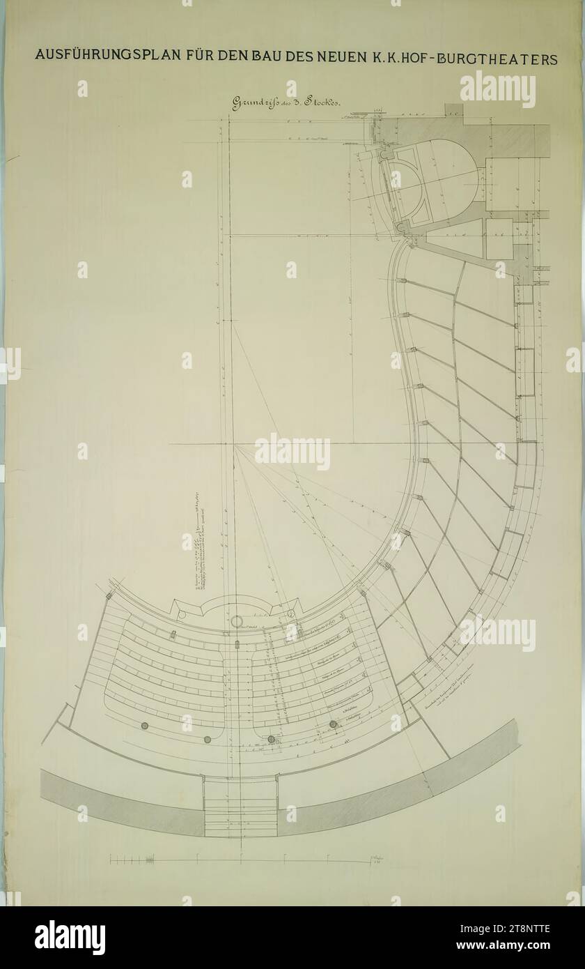 Vienna I, Burgtheater, auditorium, 3rd floor, floor plan, Carl von Hasenauer (Vienna 1833 - 1894 ...