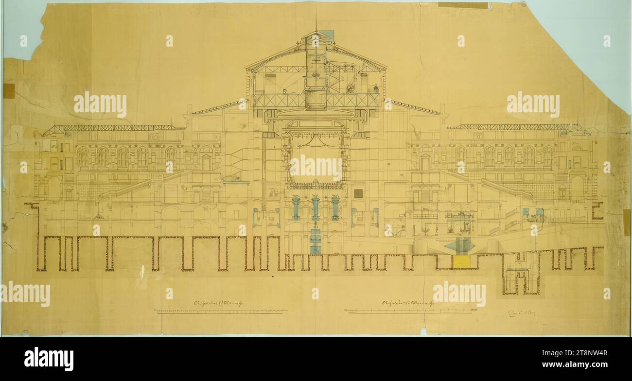 Vienna I, Burgtheater, ventilation and heating system, cross section ...