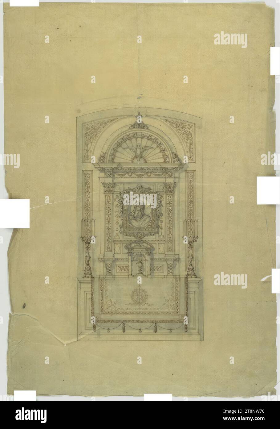 Design for an altar in the Italian Quattrocento style, elevation, Carl ...