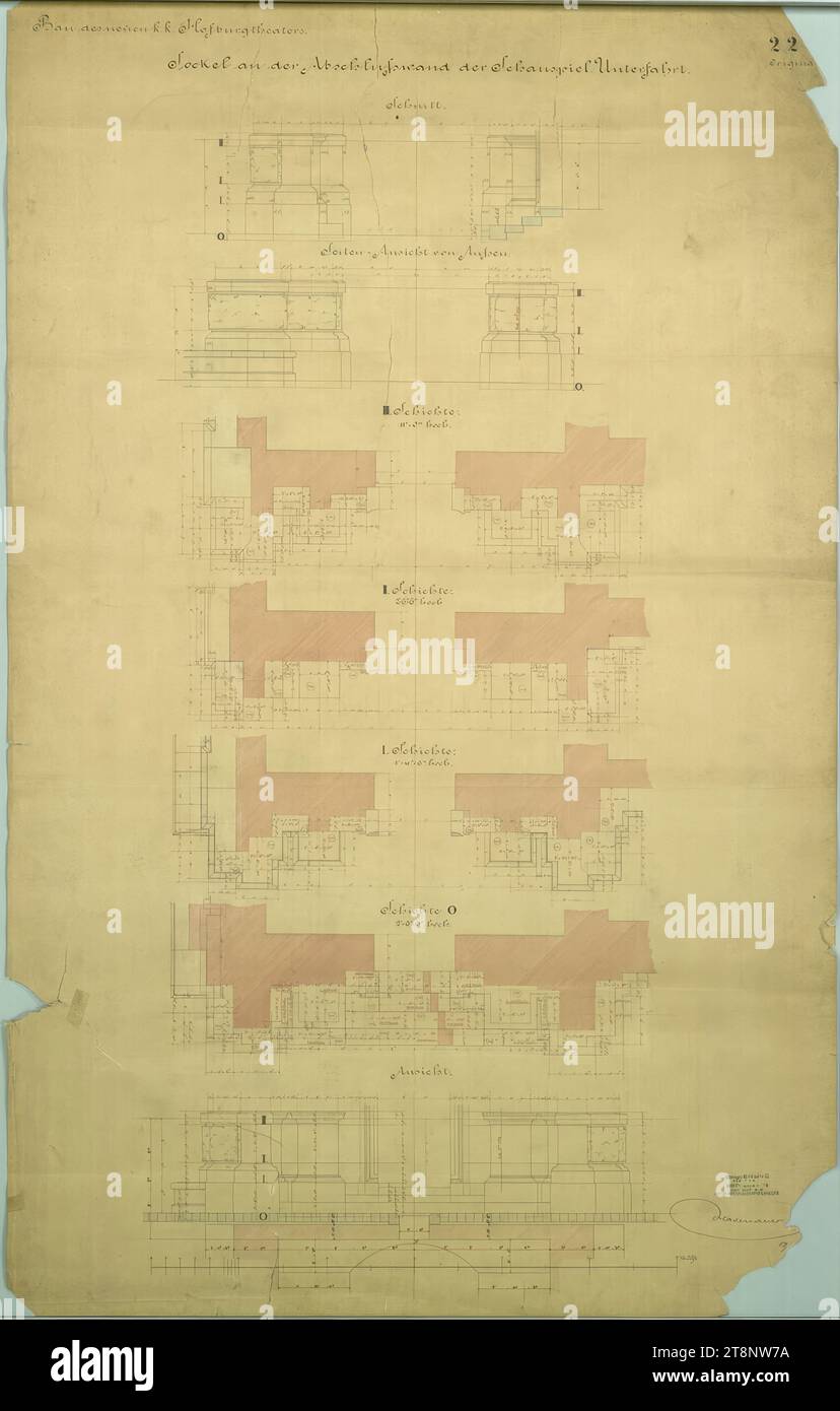 Vienna I, Burgtheater, actor's underpass, base, ground plans and ...