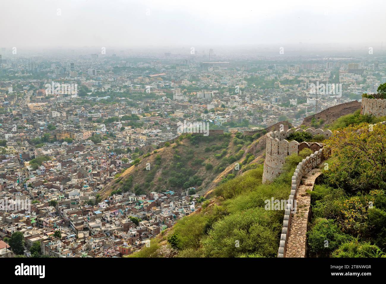 Aerial view of the Jaipur city from the Nahargarh fort, Rajasthan India ...