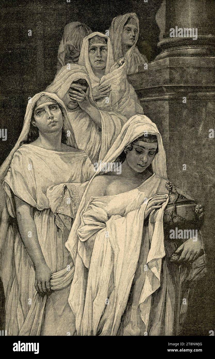 Vestali che lasciano il Tempio, di Pietro Anastasio (xilografia Stock ...