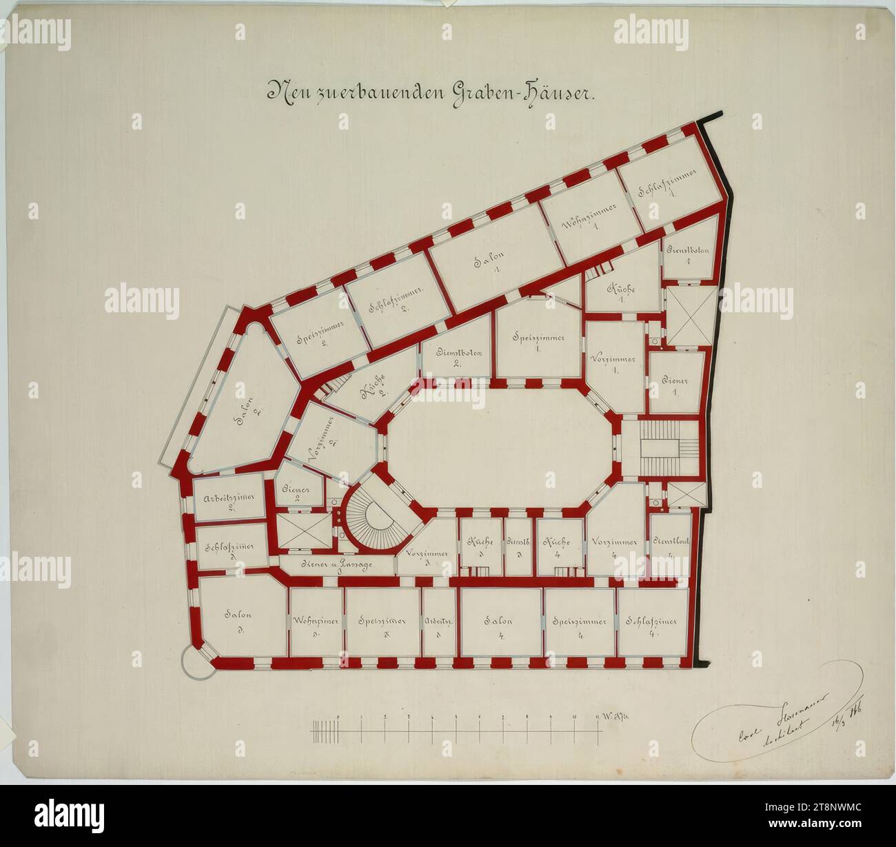 Vienna I, Graben lots 1, 2, 3 & 4, residential and commercial buildings ...