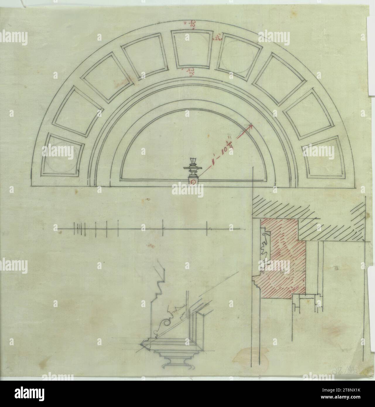 Bezel with semicircular window, ground plan and elevation, Carl von ...