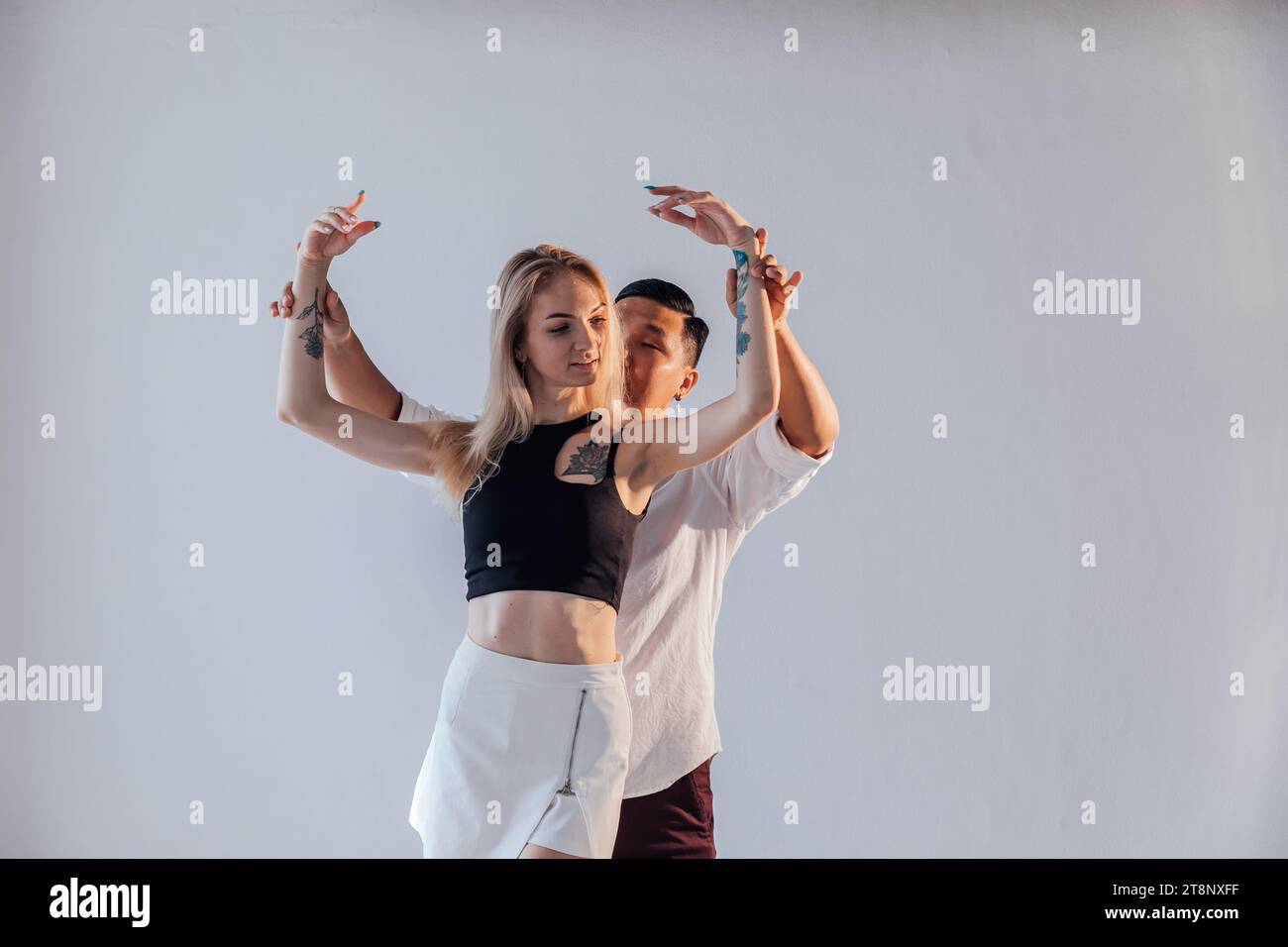 Happy diverse male female dancers hi-res stock photography and images - Alamy