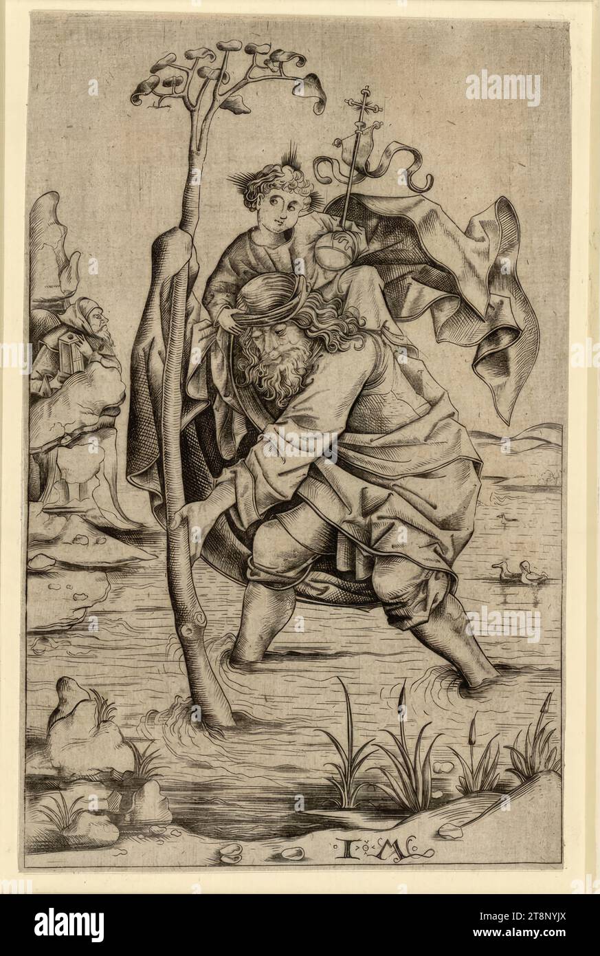 St. Christopher, anonymous, around 1480-1490, print, copper engraving ...