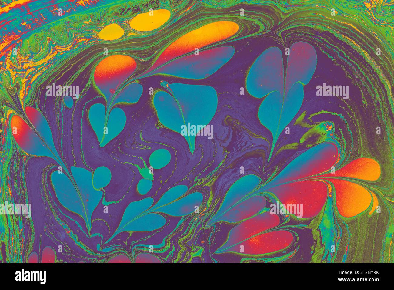 Traditional art of Ebru marbling. Abstract marbling floral pattern for ...