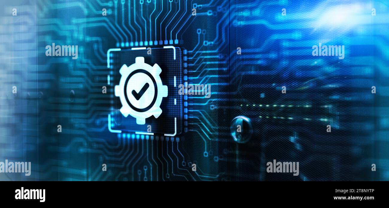 Quality Control Business Technology Concept on 3d Electronic Circuit ...