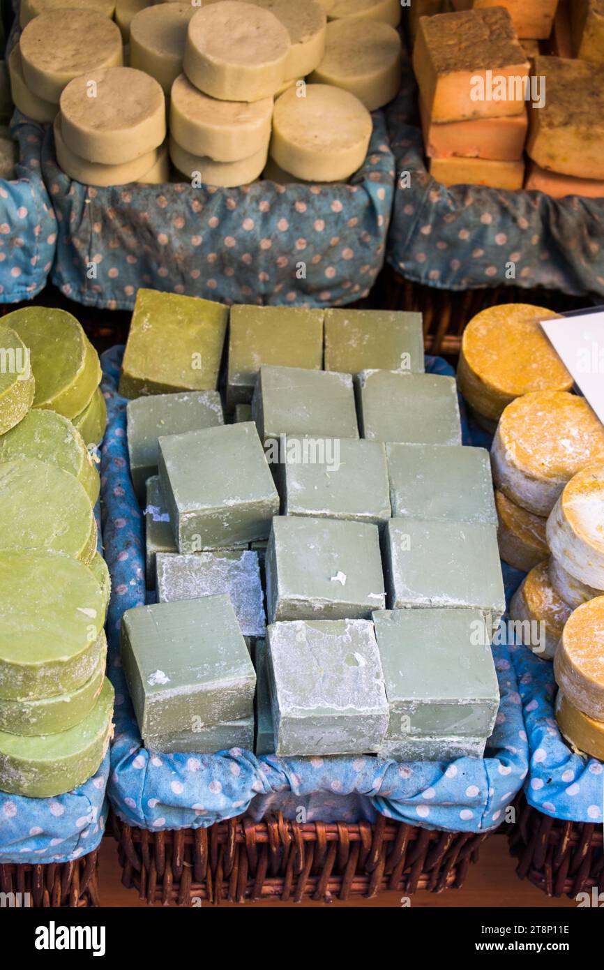 Collection of bars of fragrant hand made organic soap Stock Photo - Alamy