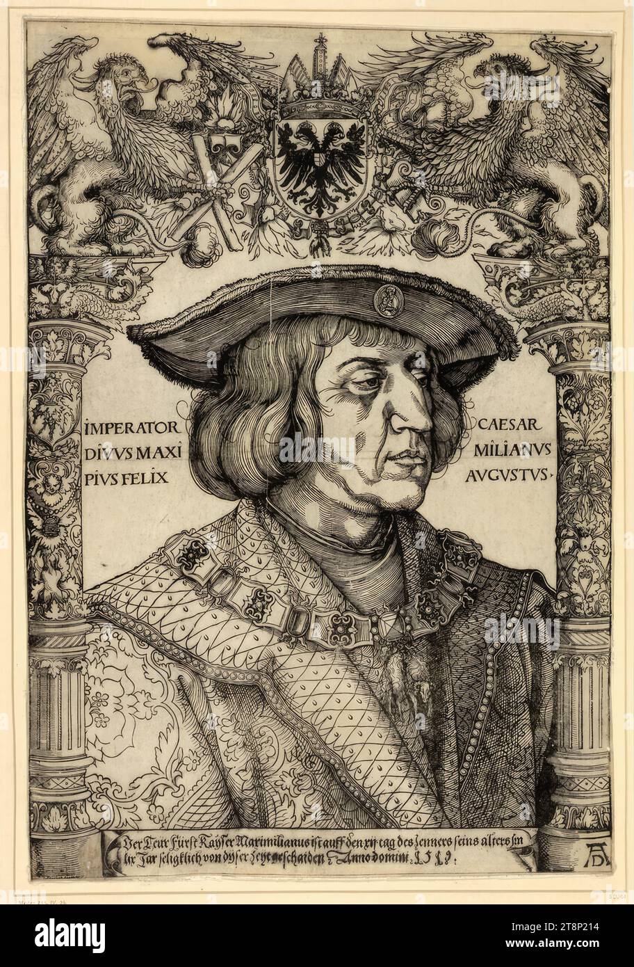 Emperor Maximilian I, around or after 1519, print, woodcut on parchment ...