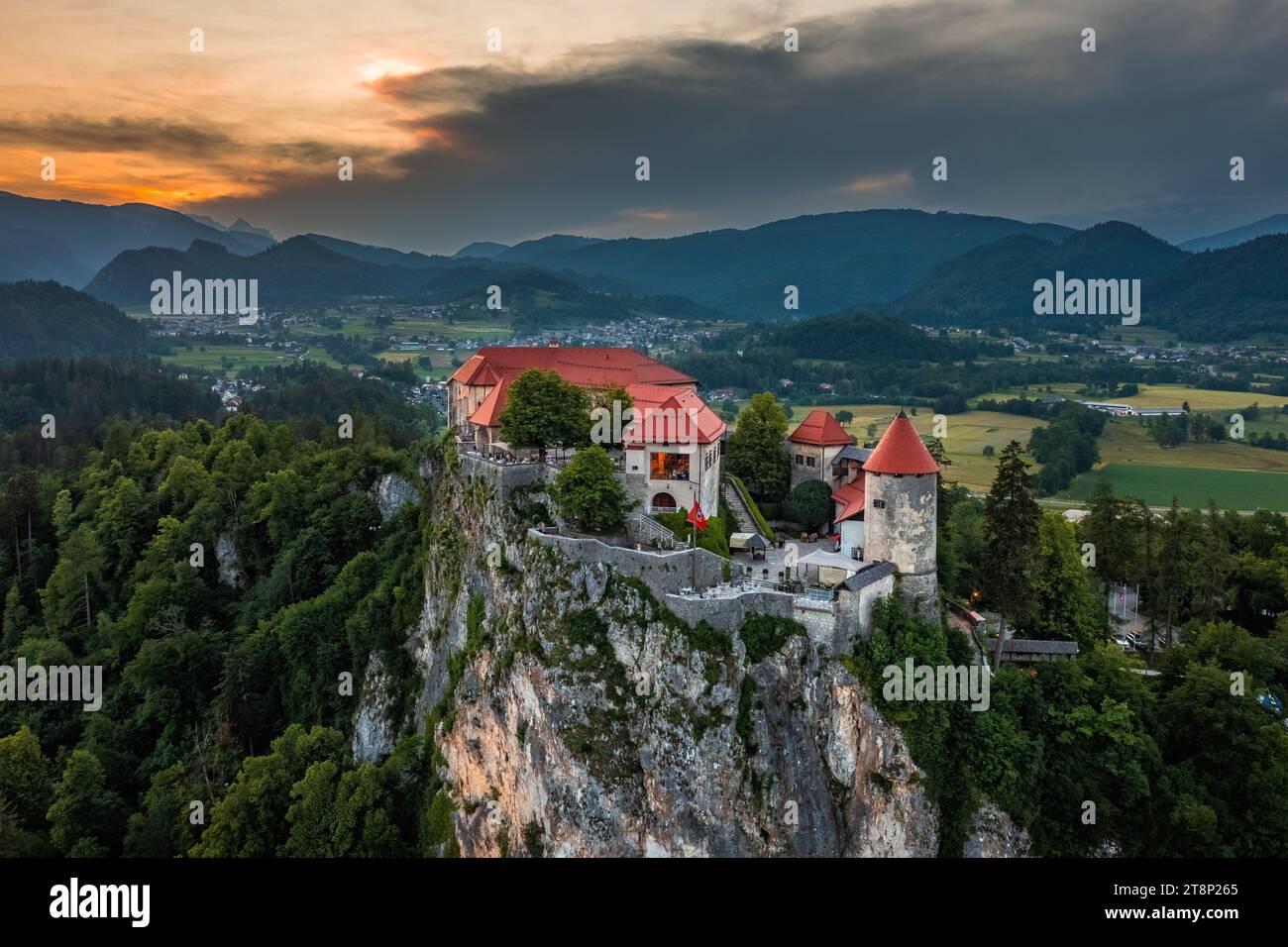 Bled, Slovenia - Aerial view of beautiful Bled Castle (Blejski Grad ...
