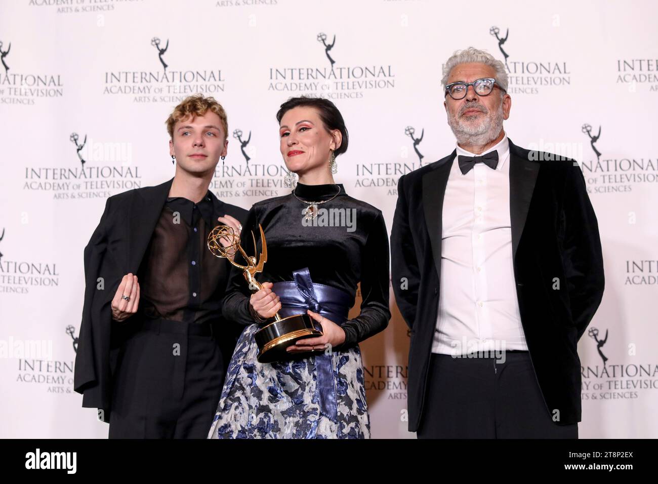 Jeremy Gillet, from left, Ovidie and Marc Berdugo pose in the press ...