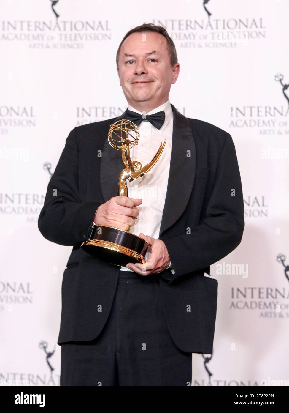 Darren Kemp poses in the press room with the Emmy for best Documentary ...