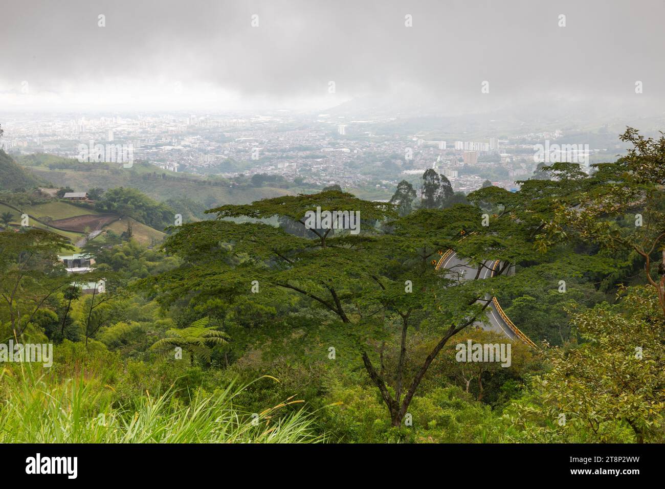 View of Pereira, view of large city, Departemento Risaralda, Colombia ...