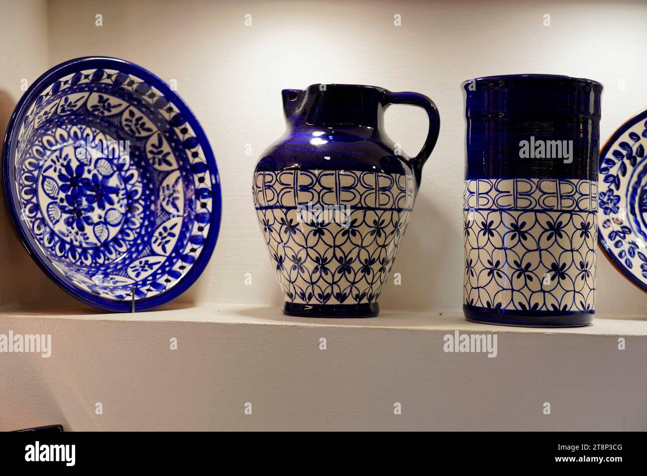 Souvenirs, pottery, old town, alley, houses, Tavira, Algarve, Portugal ...