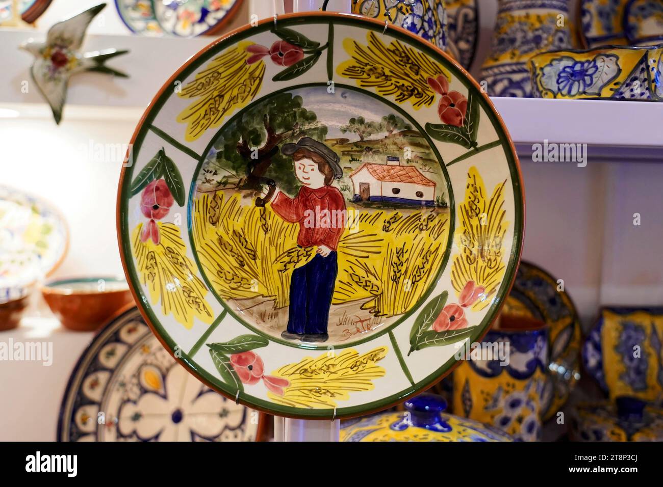 Souvenirs, pottery, old town, alley, houses, Tavira, Algarve, Portugal ...