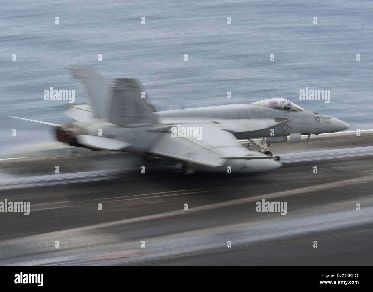 VFA-143 FA-18E Super Hornet launching from USS Dwight D. Eisenhower ...