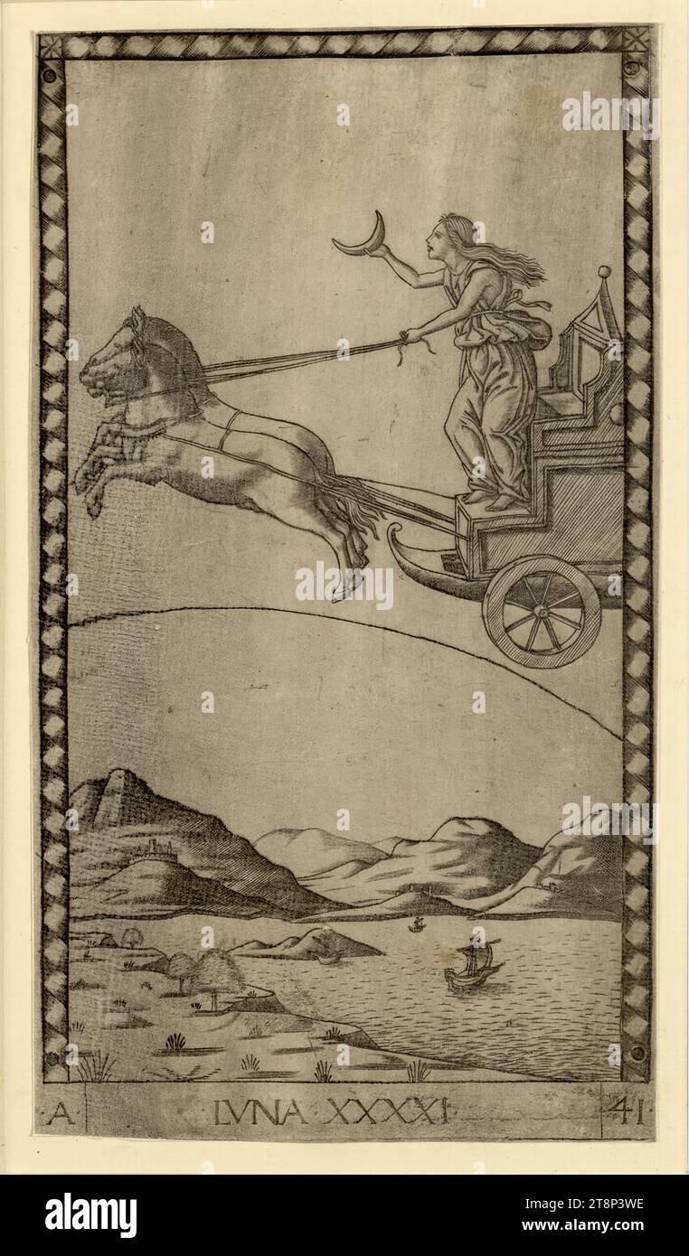 The moon, E series Ferrara, Master of Tarocchi, before 1467, print ...