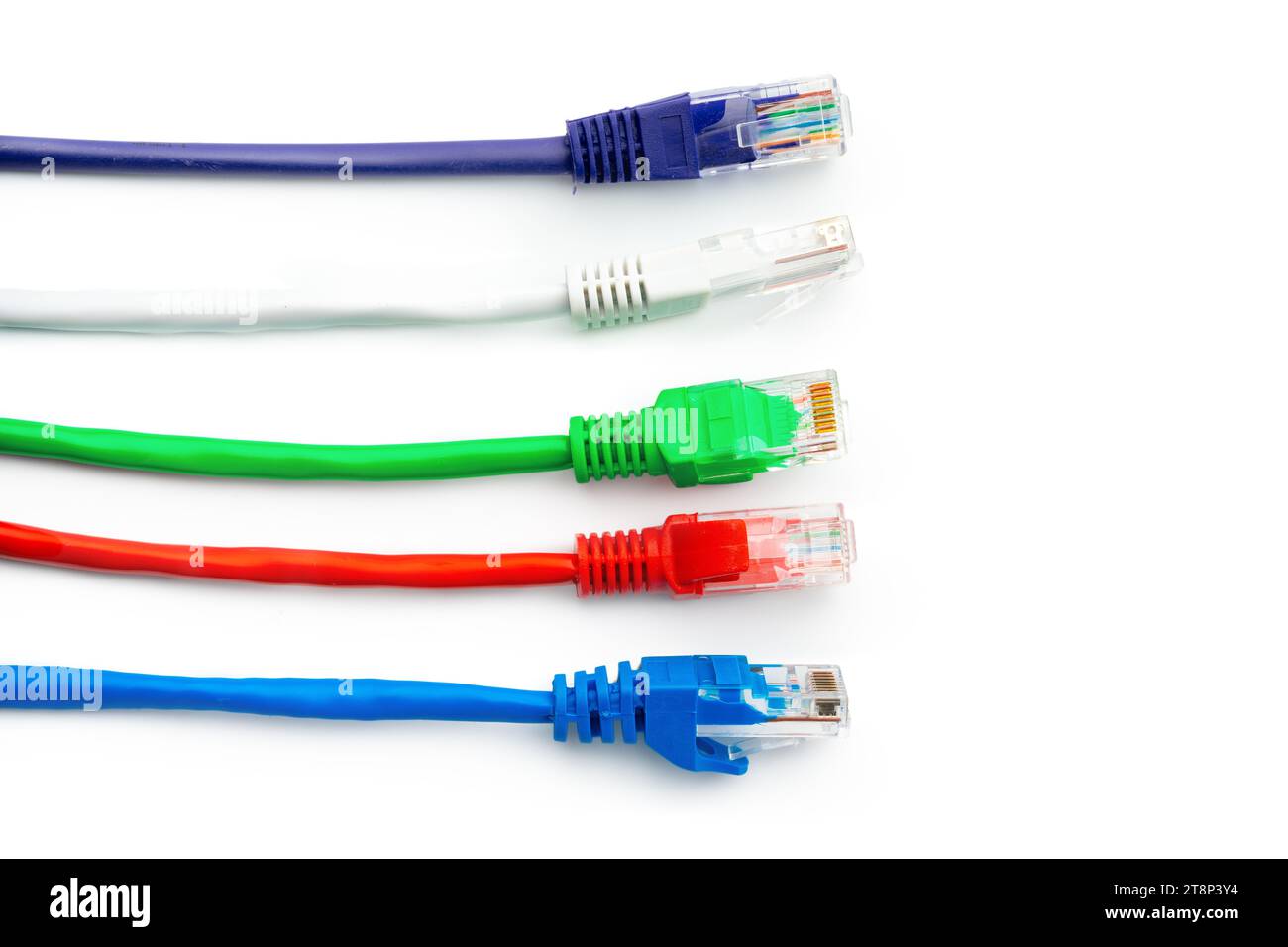 Colorful network cables switch on white background Stock Photo - Alamy