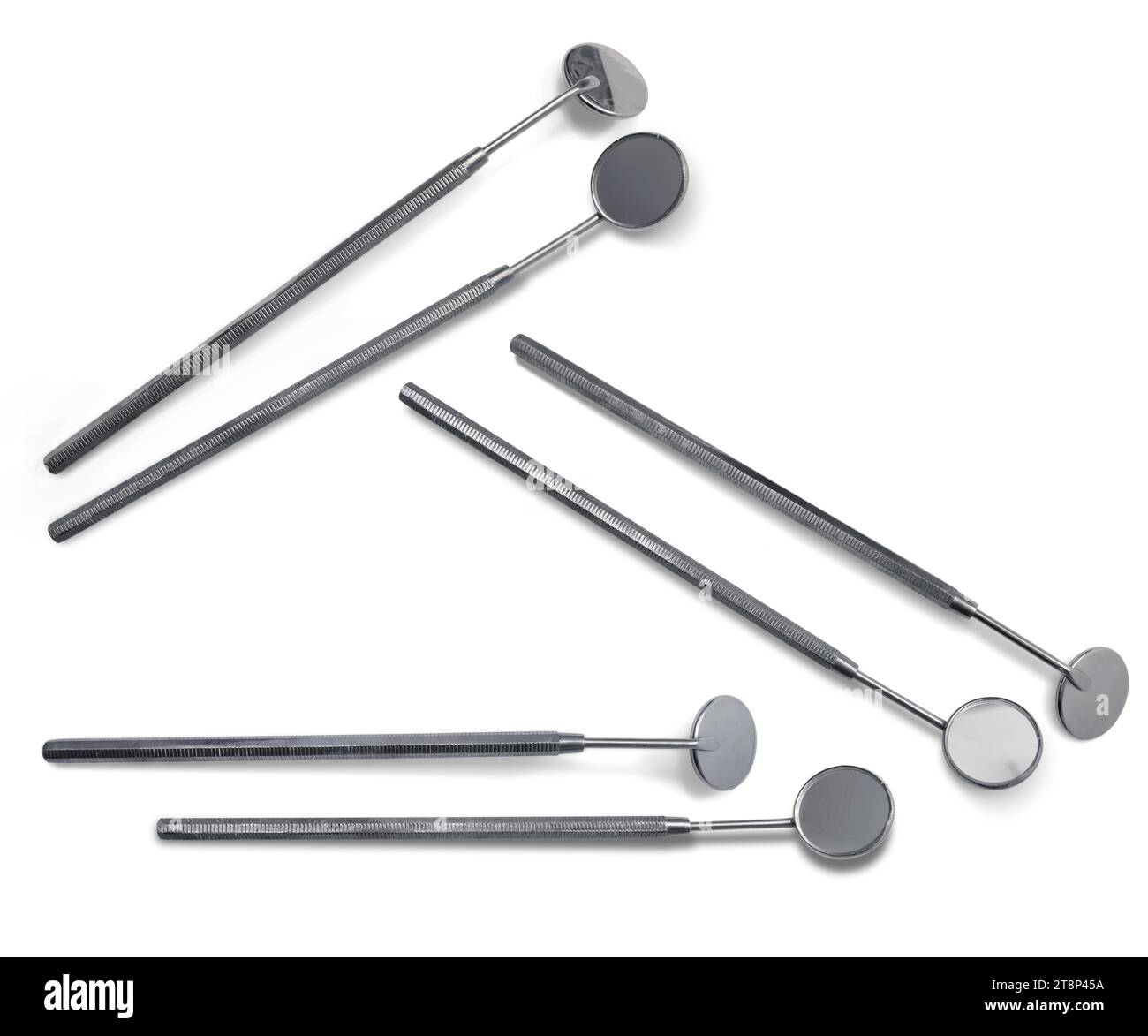 The row of various dental tools is isolated over a white background ...