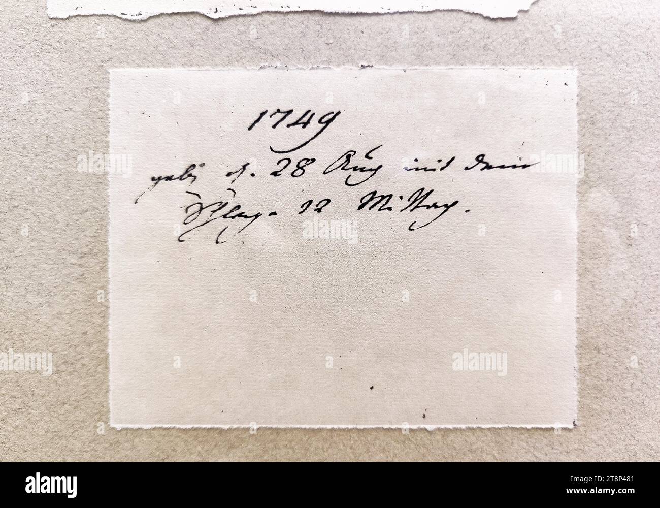 Handwritten note on Goethe's date of birth, Poet's Memorial, Goethe ...