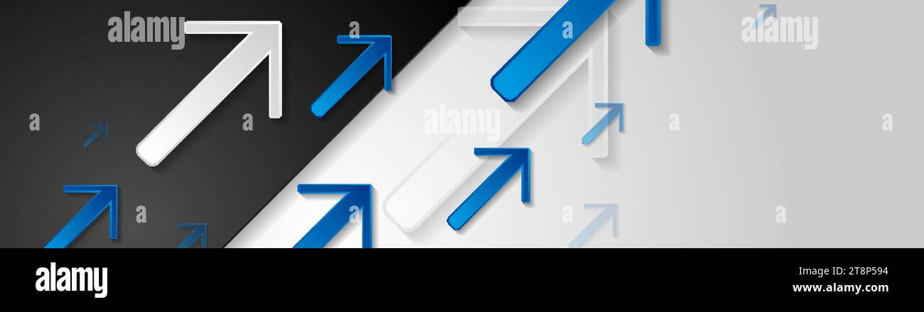 Abstract contrast tech geometric banner with arrows. Futuristic vector ...