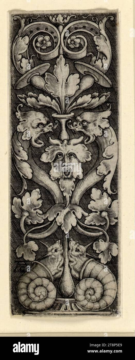 Ascending ornament with two dolphins, Monogrammist AC (Netherlands, 1st ...