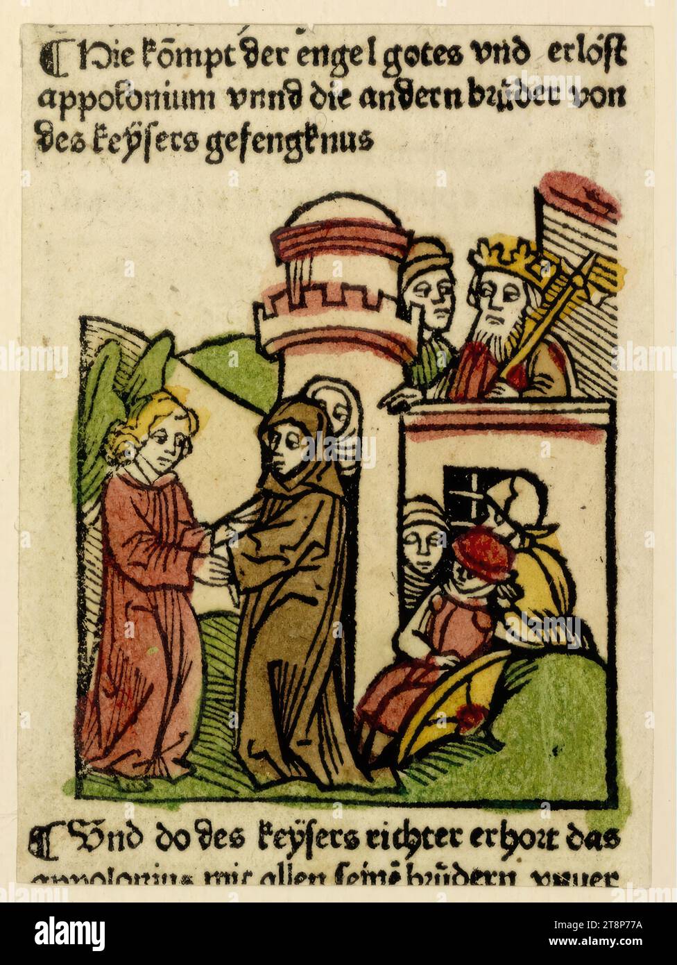 An angel redeems Saint Apollonius from prison, illustration to 'Life of ...