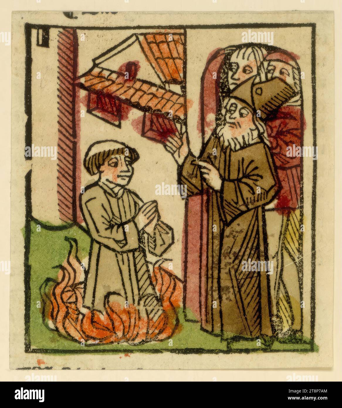 The death by fire of an Elder, illustration for 'Life of the Holy ...