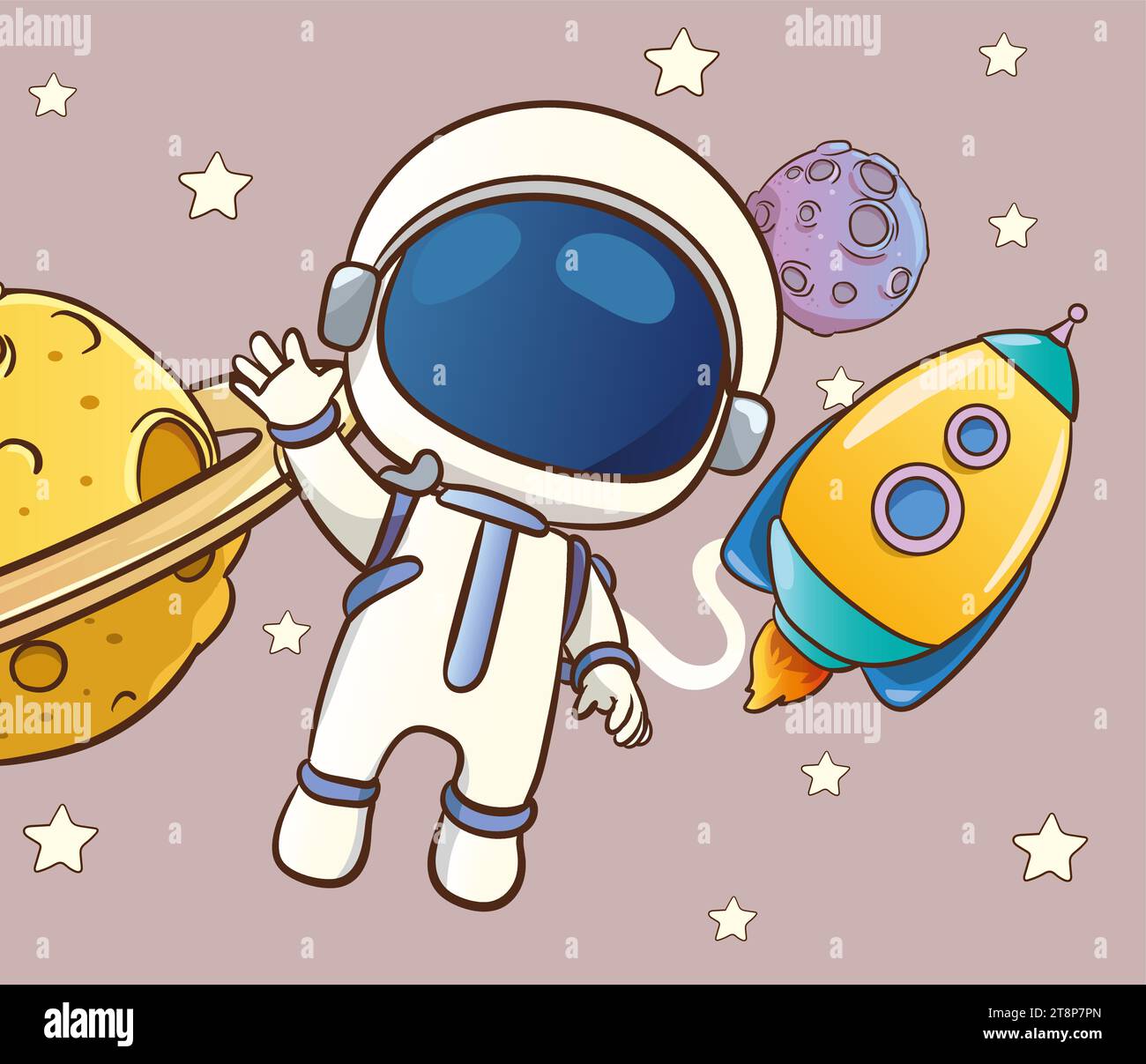 Astronaut kids on the planet. Vector illustration of a cartoon Stock ...