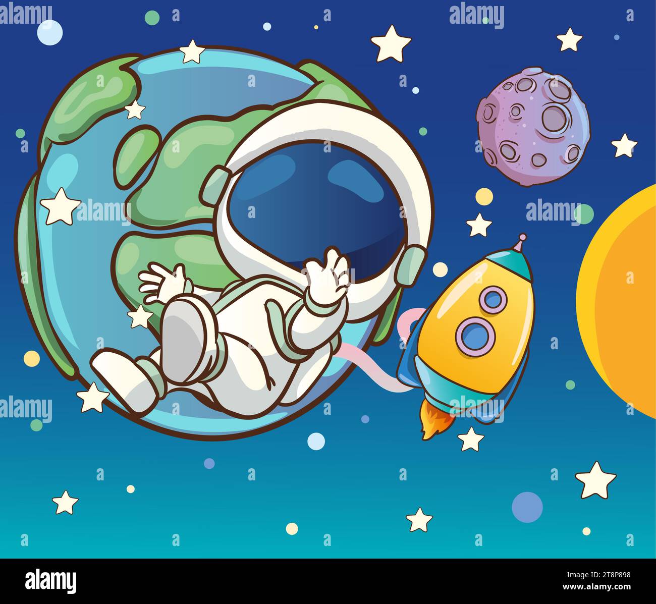 Astronaut kids on the planet. Vector illustration of a cartoon Stock ...
