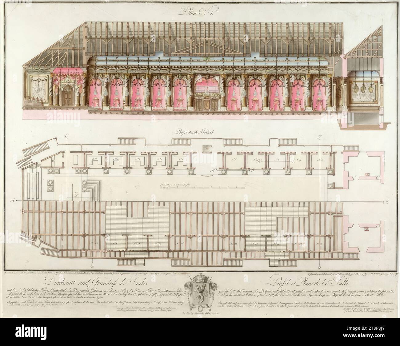 Cross-section and floor plan of the ballroom annex to the National ...