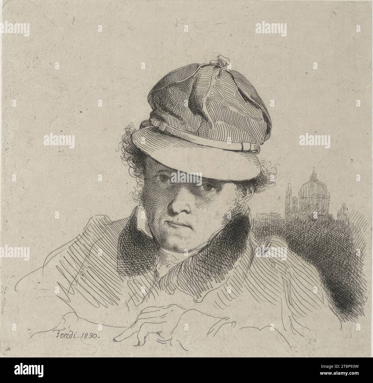 Self-portrait, Peter Fendi (Vienna 1796 - 1842 Vienna), 1830, print, etching, 13.5 x 16.7 cm ...