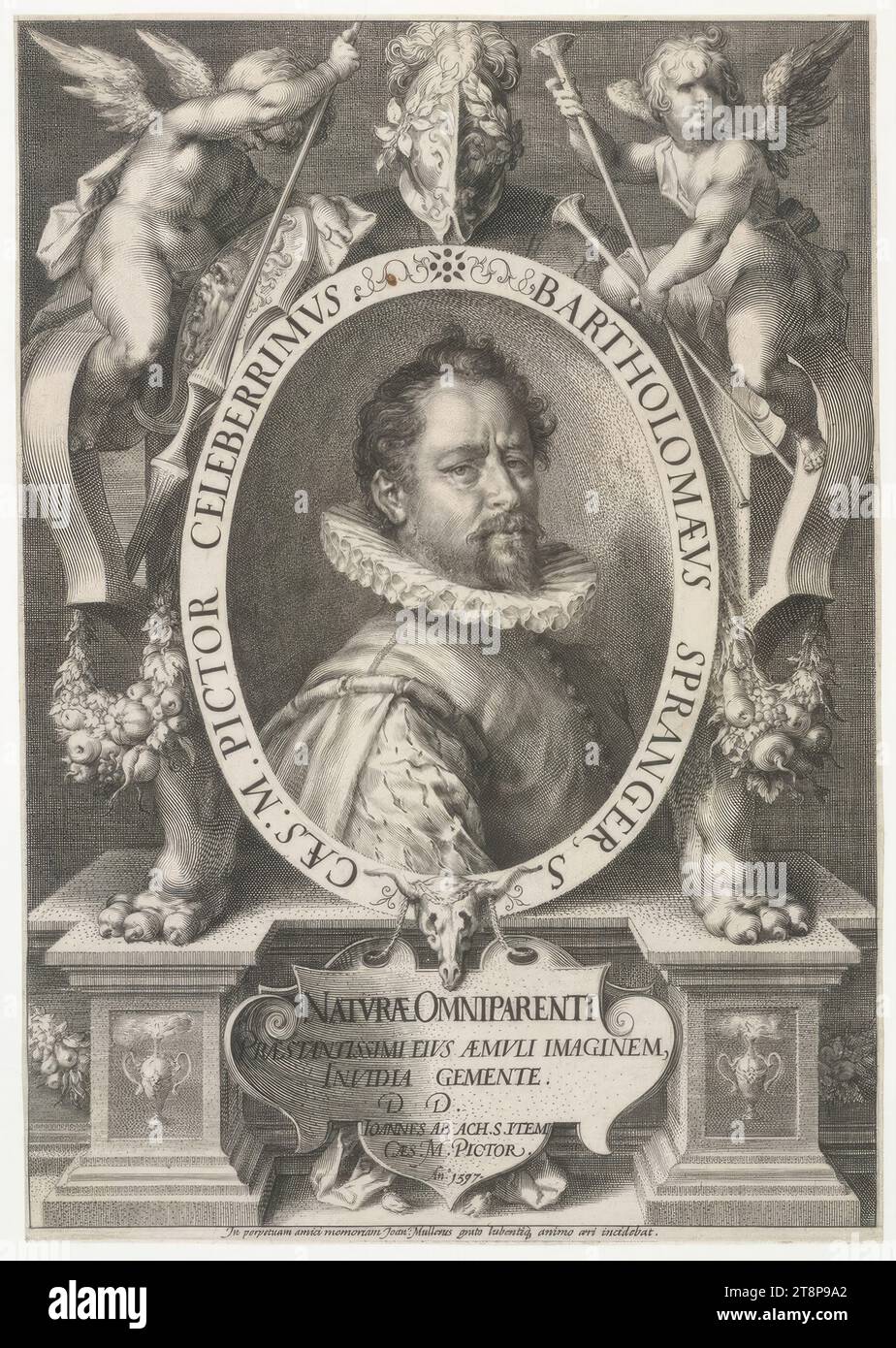 Portrait of Bartholomäus Spranger in an allegorical frame, 1597, print ...