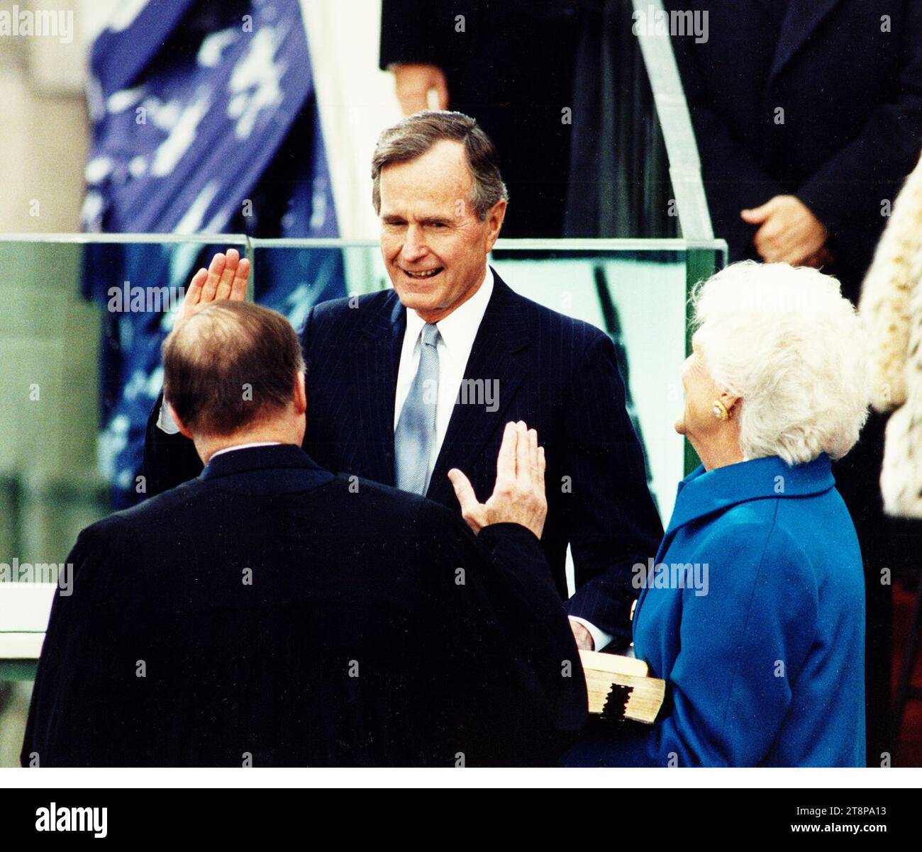 Vice President George H W Bush Takes The Oath Of Office And Becomes