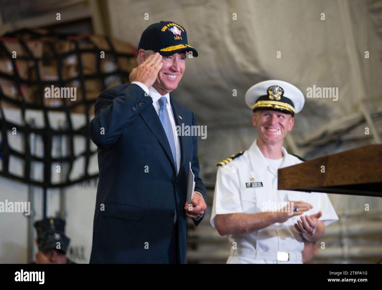 Vice President Joe Biden salutes the crew of USS Freedom (9394670756 ...