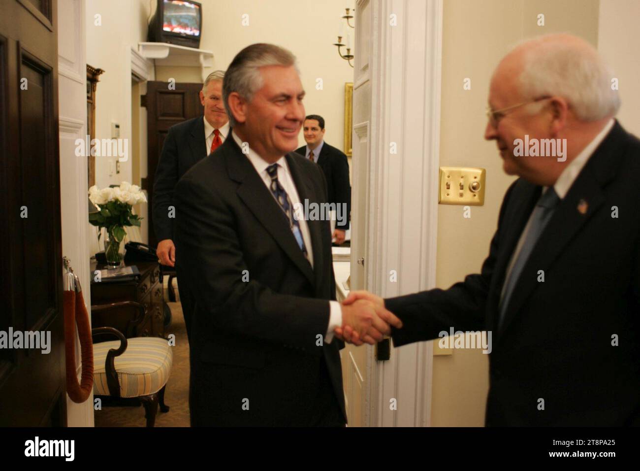 Vice President Dick Cheney Shakes Hands with Rex Tillerson of Exxon ...