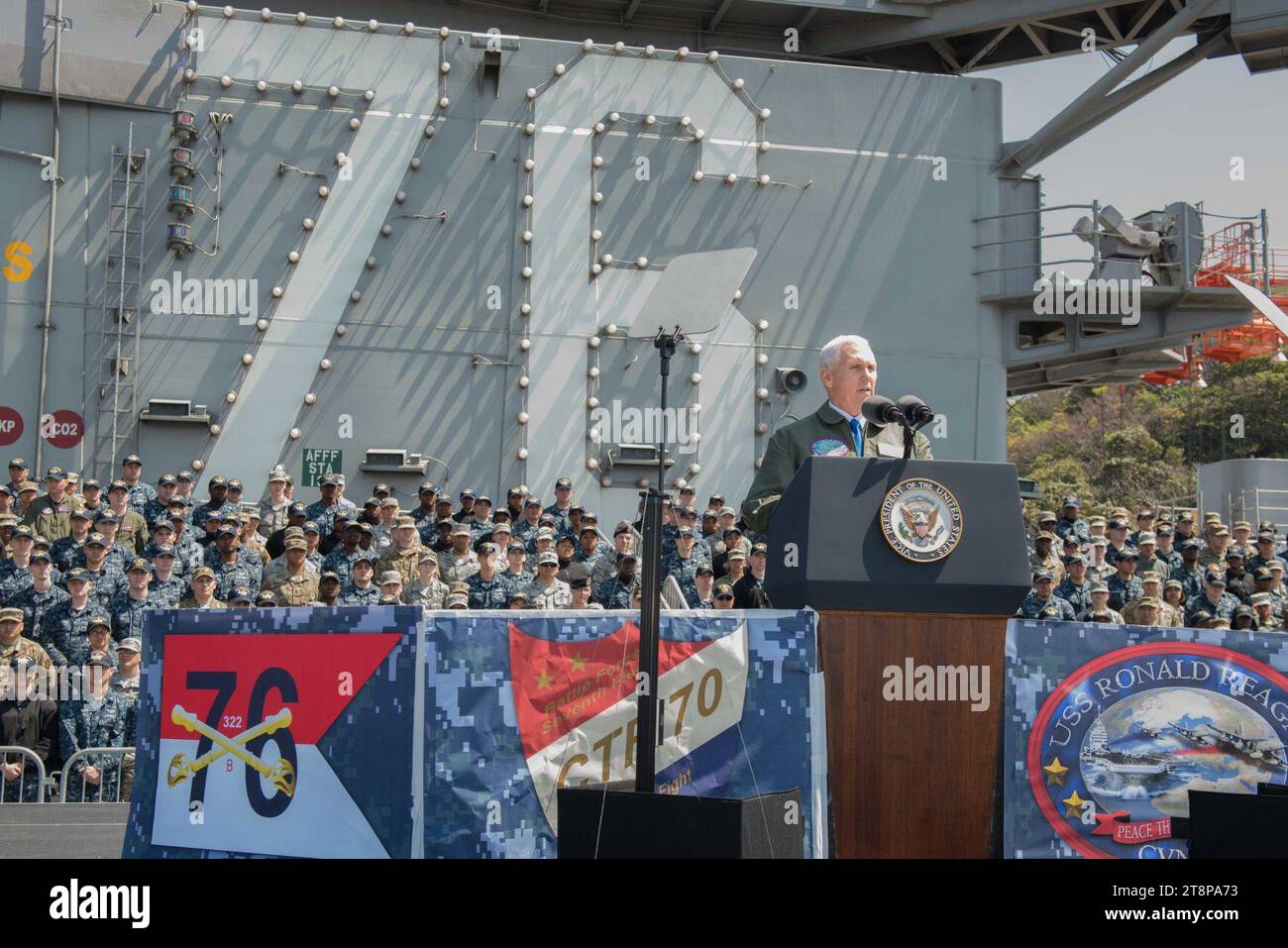 Vice President Michael R. Pence aboard USS Ronald Reagan 31 Stock Photo ...