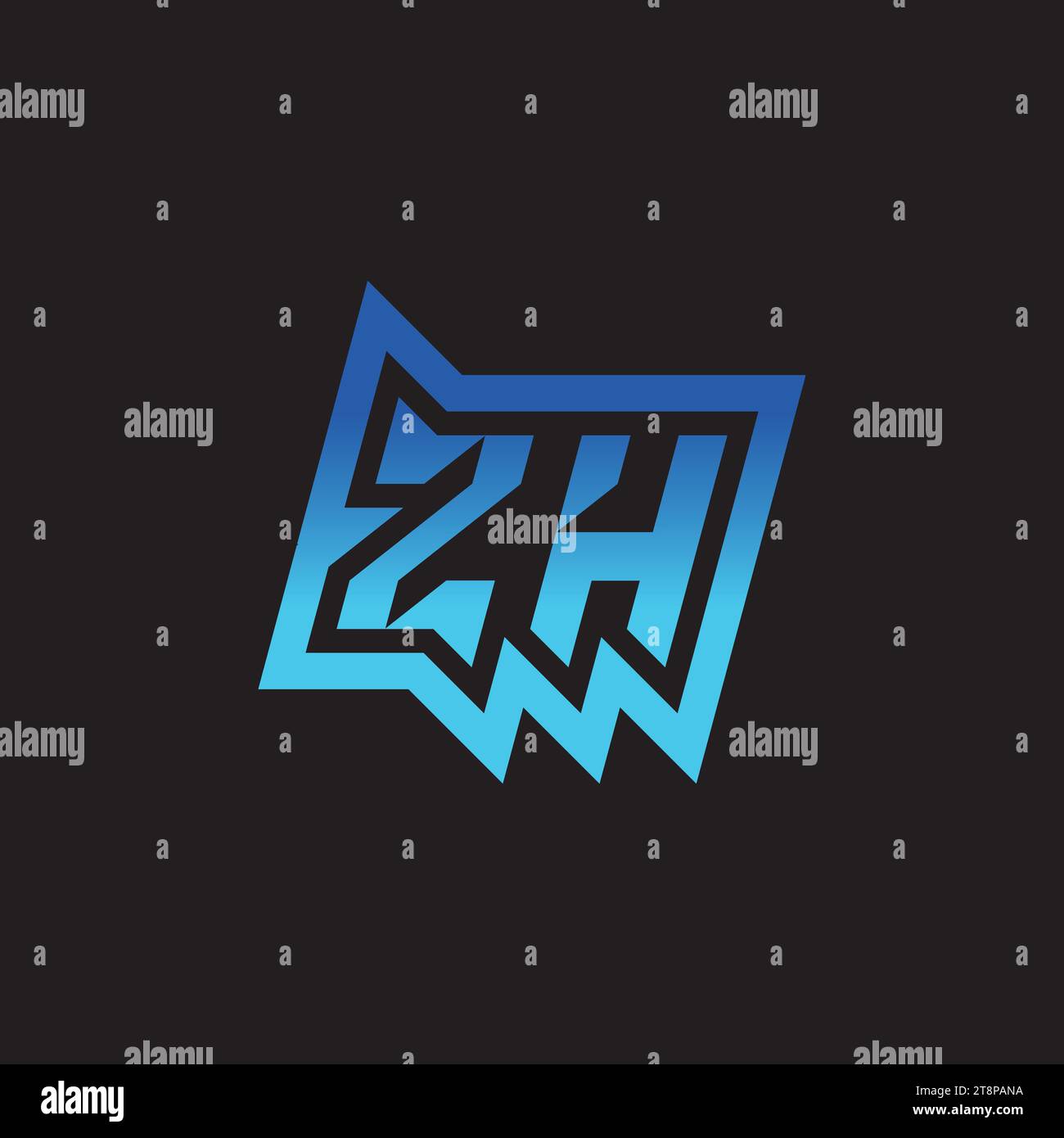 ZH initial inspiration logo design esport and gaming clan ideas Stock ...