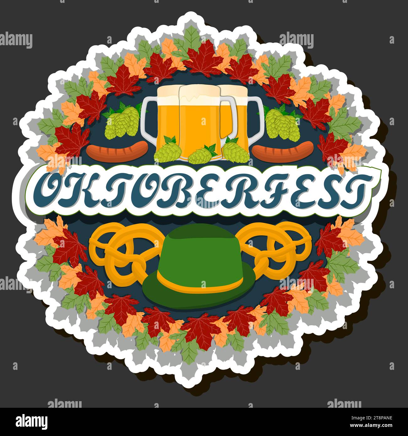 Beautiful color illustration on theme of celebrating annual Oktoberfest ...