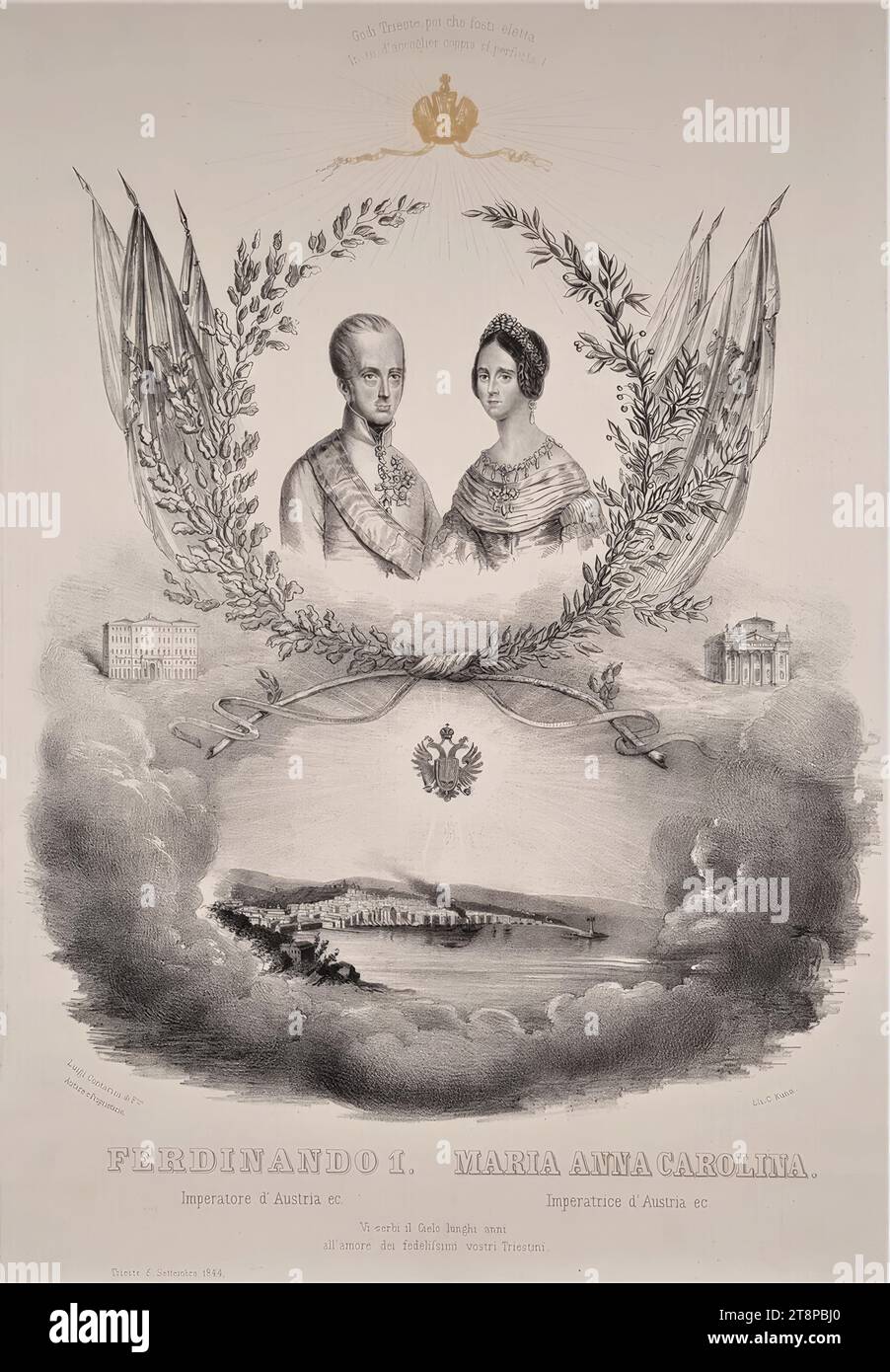 Homage sheet in honor of the imperial couple Ferdinand I and Maria Anna ...