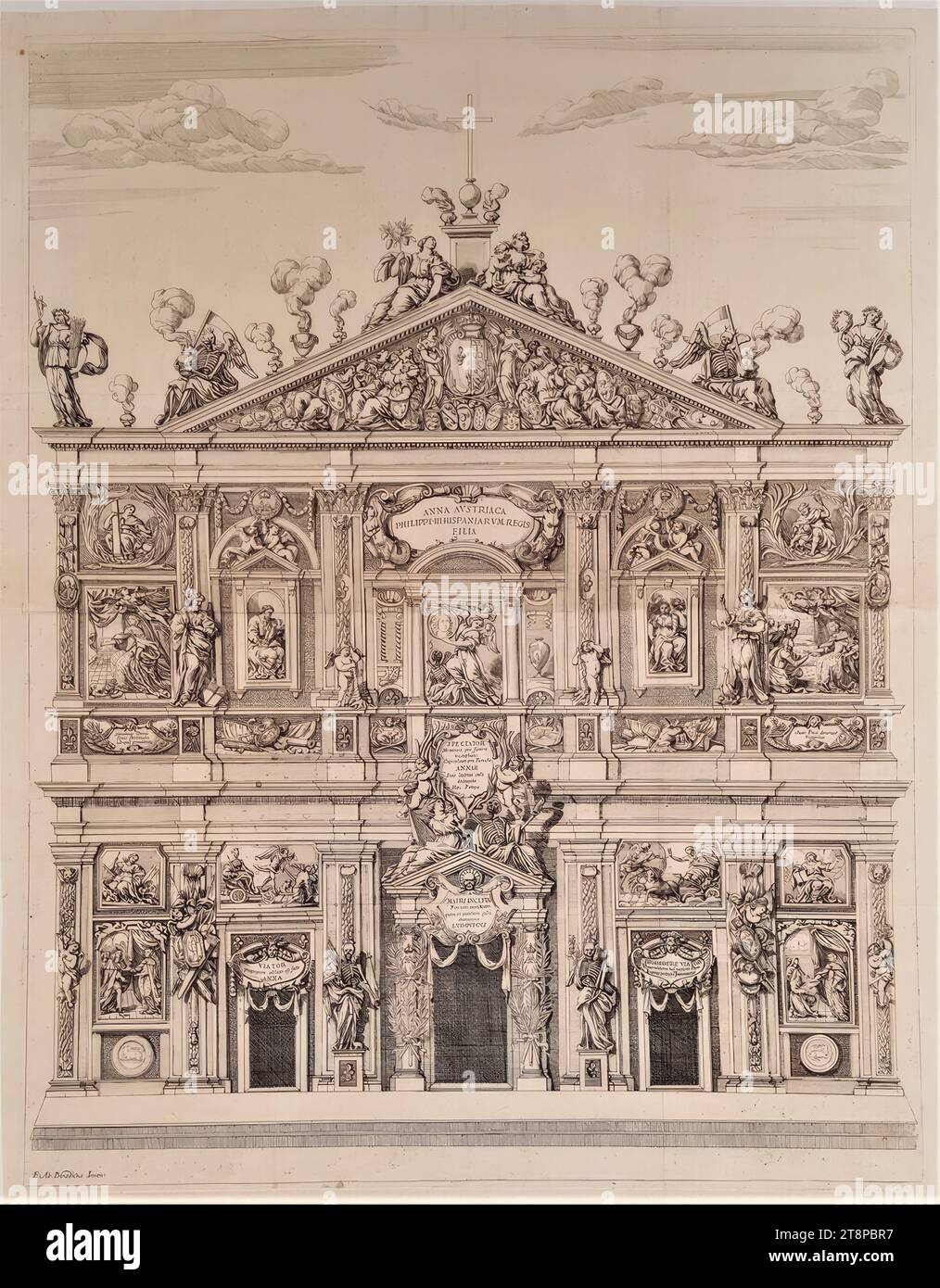 Trauergerüst für Königin Anna Maria von Frankreich an der Hauptfassade ...