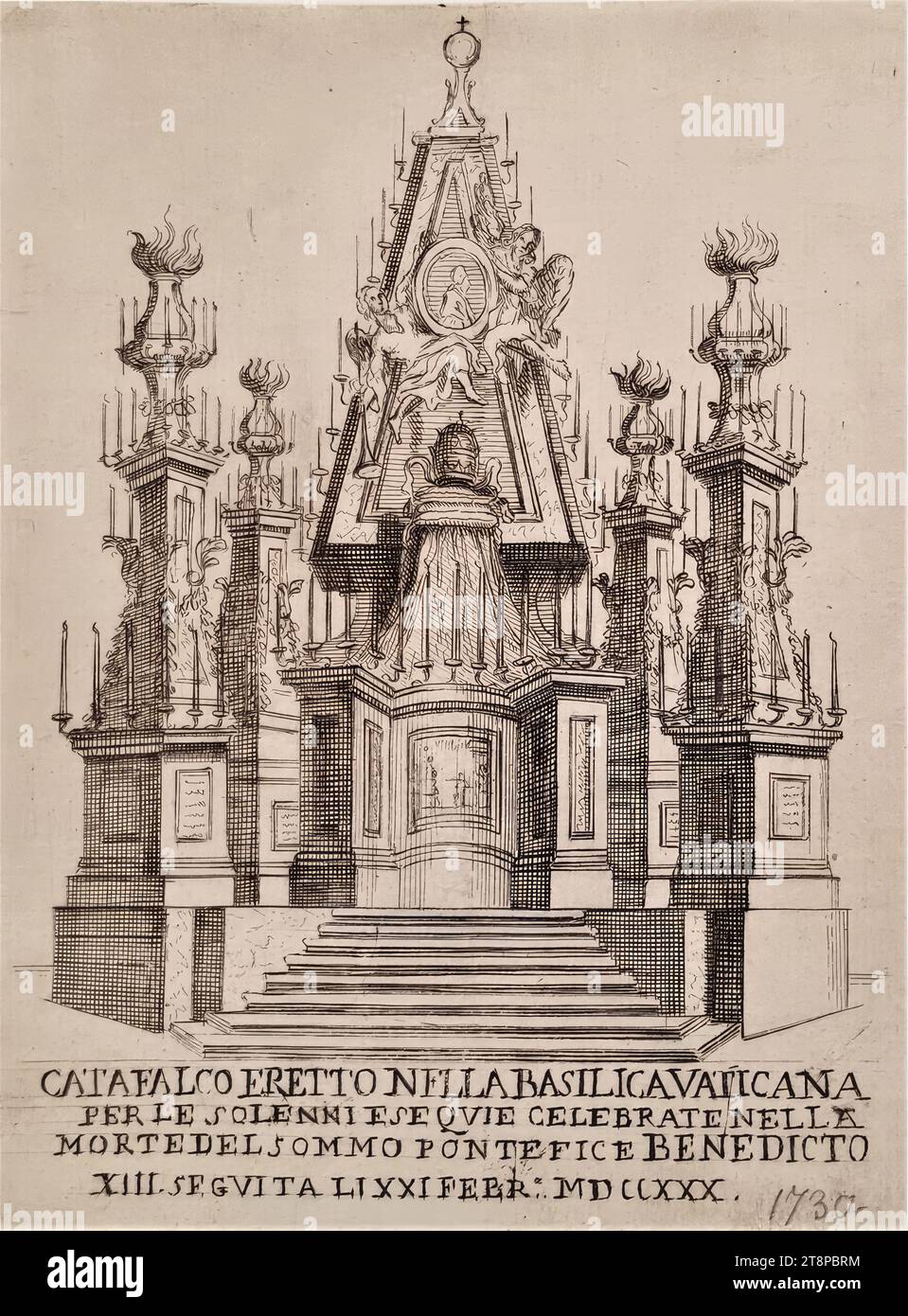 Funeral structure for Pope Benedict XIII. in St. Peter in Rome on ...